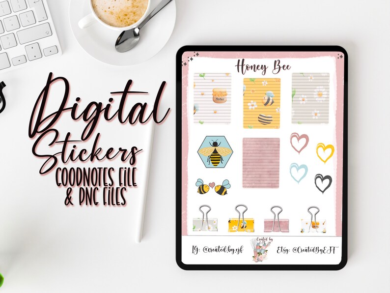 Honey Bee Digital Planner Stickers: Goodnotes PNG (digital Download) - Etsy
