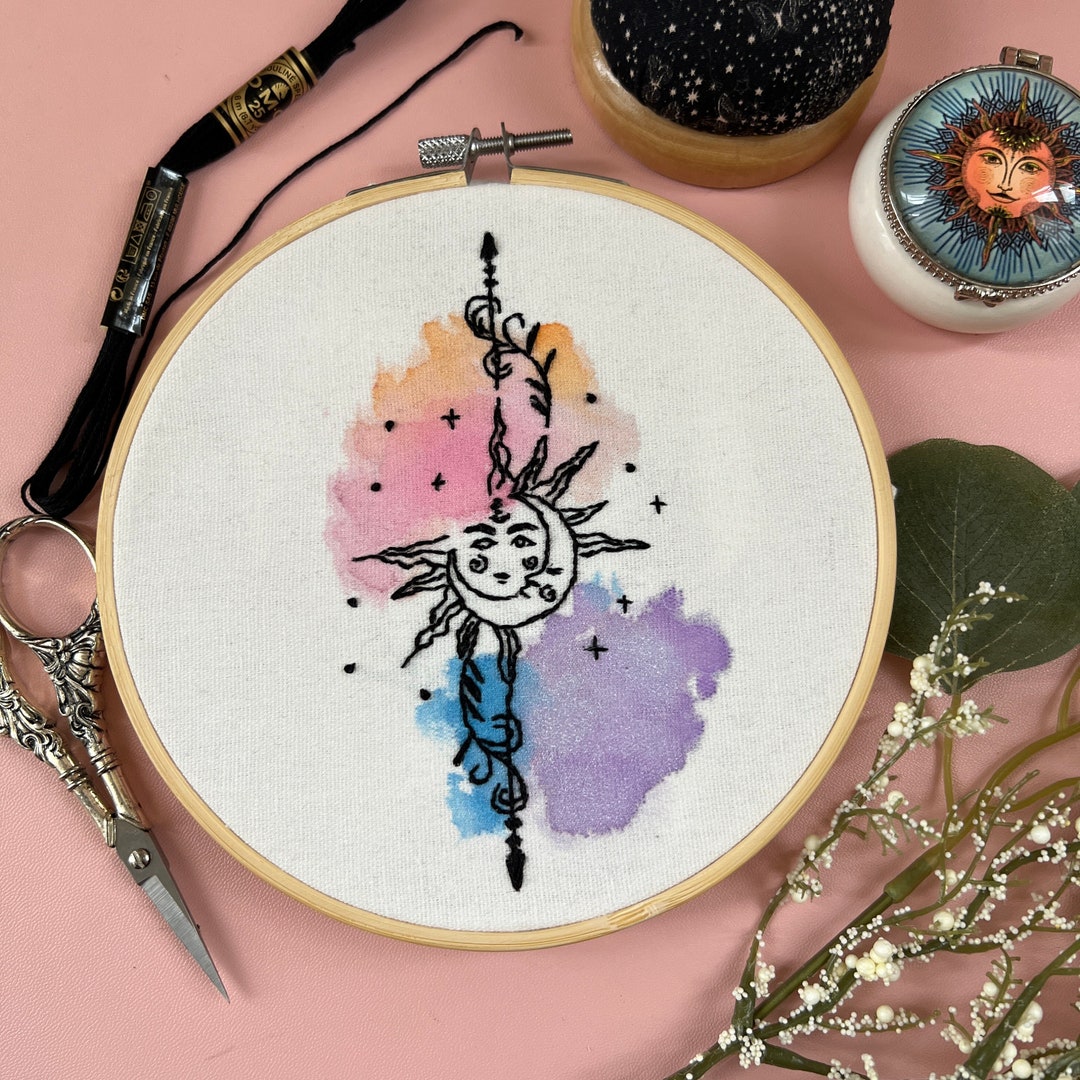 Celestial Hand Embroidery Hoop Art, 6" Finished Hand Embroidery ...