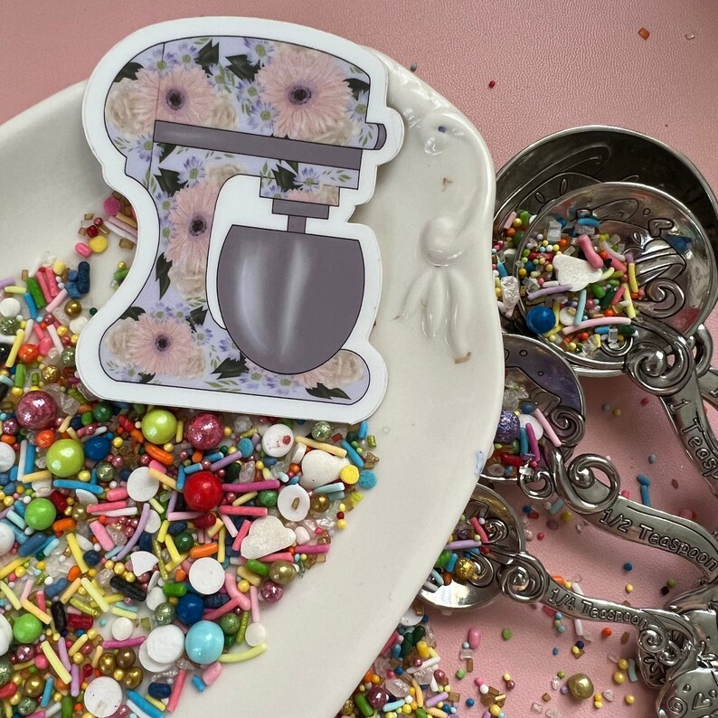 Floral Stand Mixer Sticker Baking Sticker Die-cut Sticker - Etsy