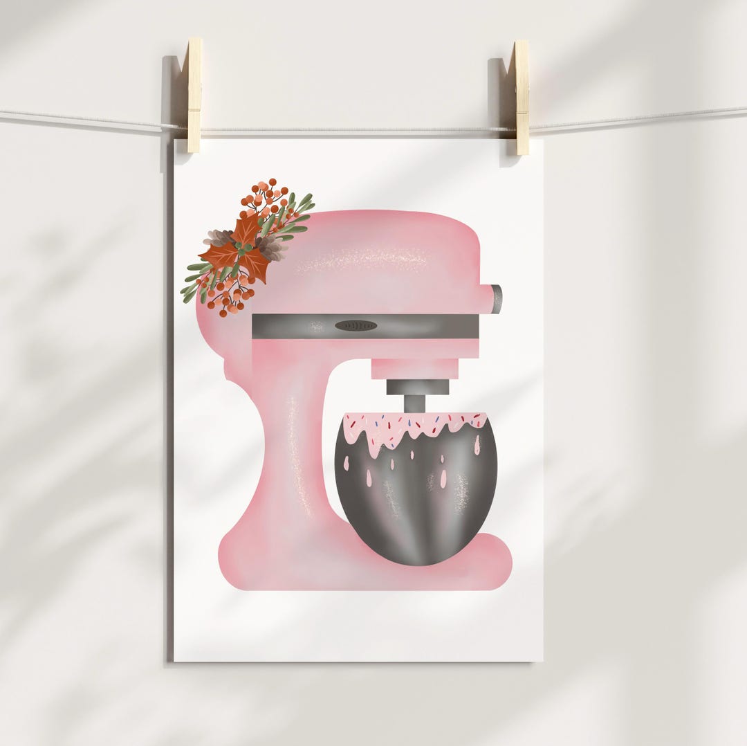 Printable Sprinkles Wall Art Kitchen Decor, Pink Mixer With Sprinkle ...