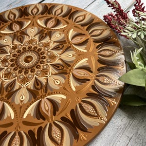 Hand Painted Mandala Round Decorative Lazy Susan Turntable - 13.5 Inch ...