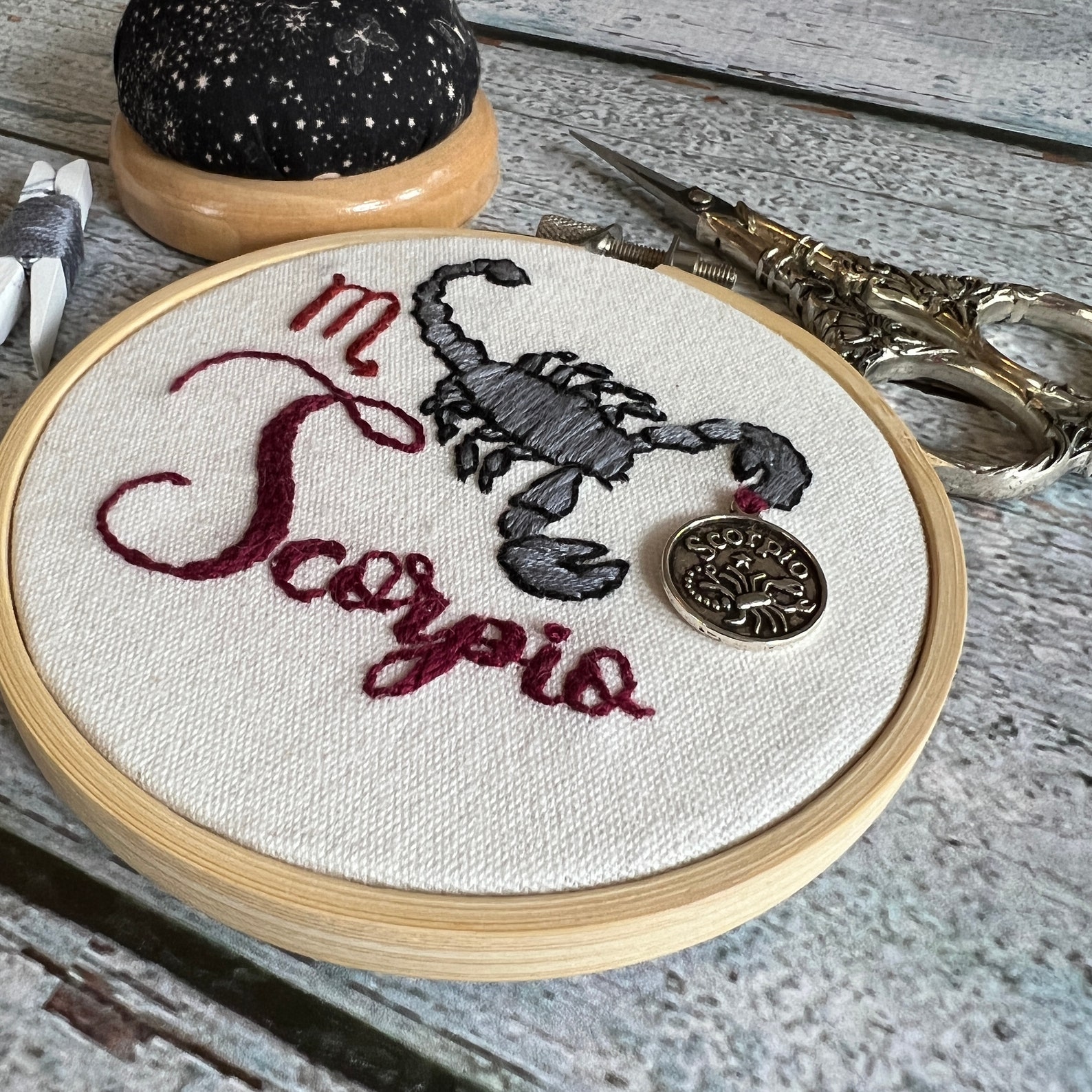 Scorpio Hand Embroidery Hoop Art, 4", Astrology Zodiac Art - Etsy