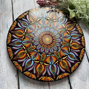 Hand Painted Mandala Round Decorative Lazy Susan Turntable - 13.5 Inch ...