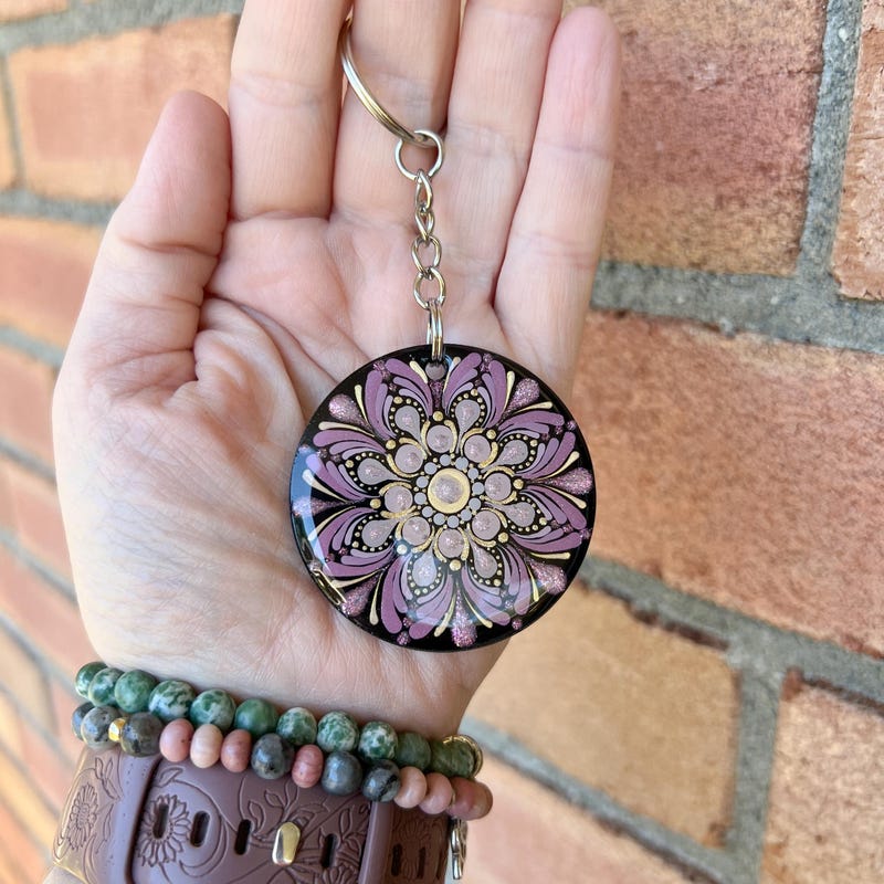 Painted Mandala Keyrings - Etsy