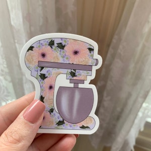 Floral Stand Mixer Sticker • Baking Sticker • Laptop Sticker • Water ...