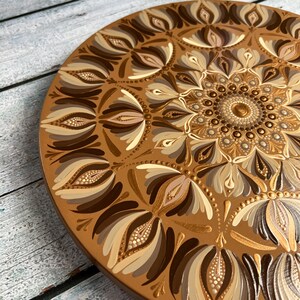 Hand Painted Mandala Round Decorative Lazy Susan Turntable - 13.5 Inch ...