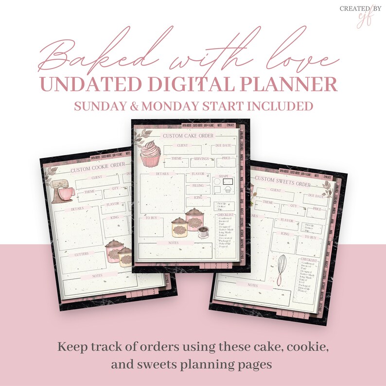 Baking Business Digital Planner: Undated Cookie & Cake Planner ...