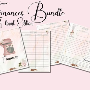 Printable Baking Finances Bundle, Floral Edition, Printable Invoice ...