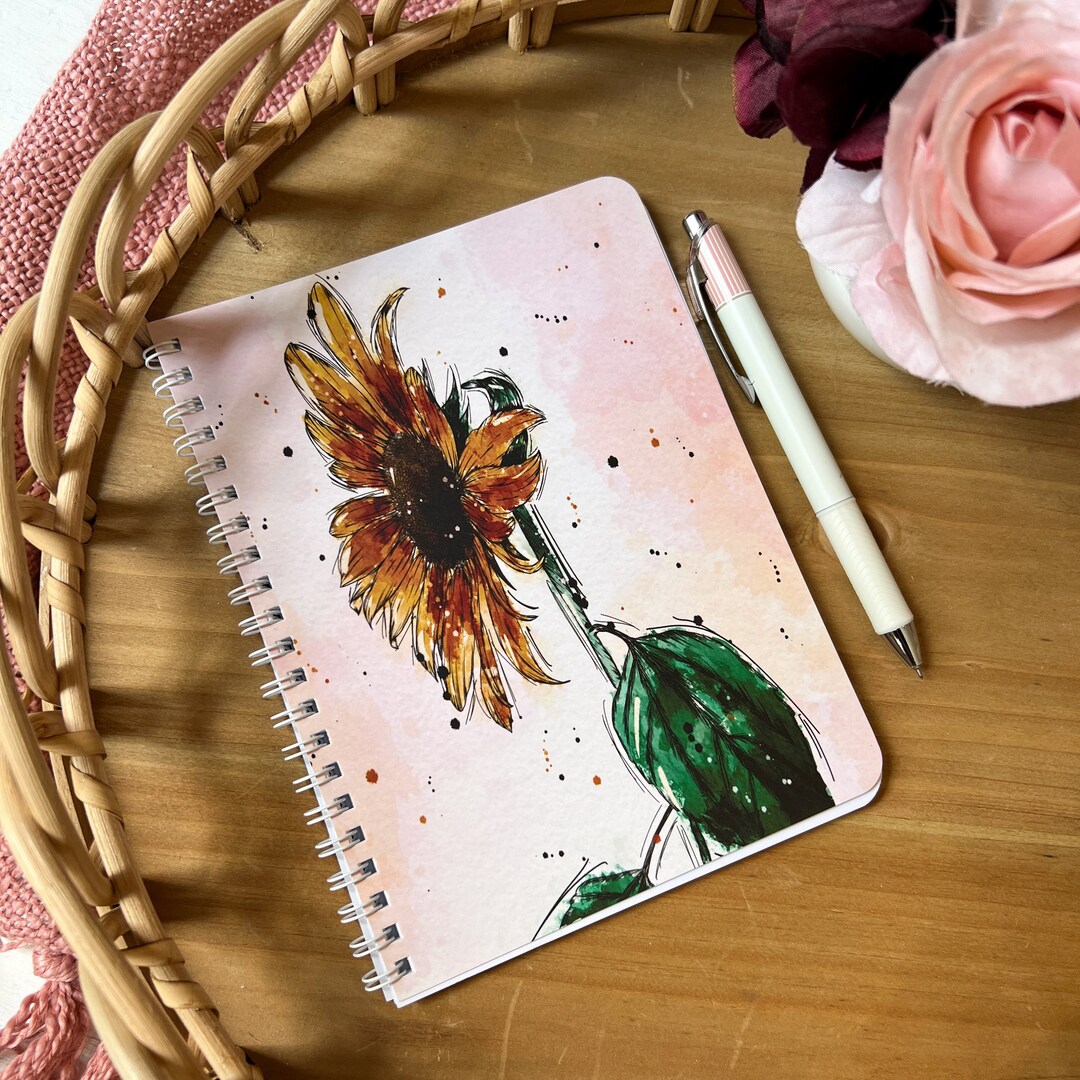 Sunflower Notebook, Spiral Notebook, Cute Small Notebook, Fun Cute ...