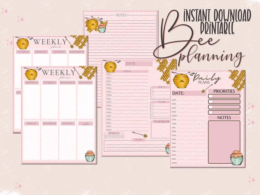 Busy Bee Planning Bundle - Daily & Weekly Plans, Notes - Printable ...