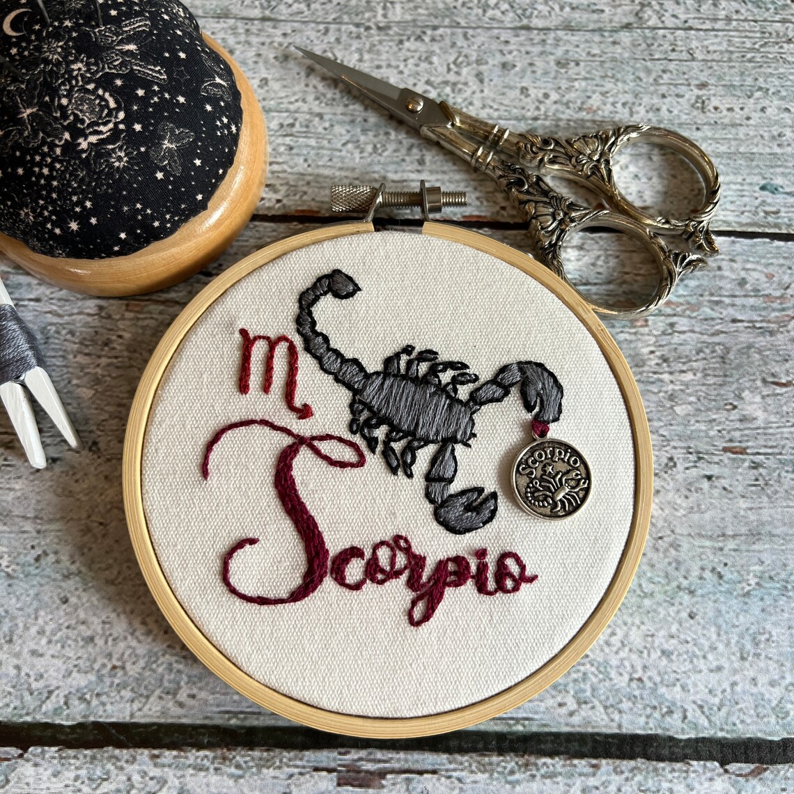 Scorpio Hand Embroidery Hoop Art, 4", Astrology Zodiac Art - Etsy