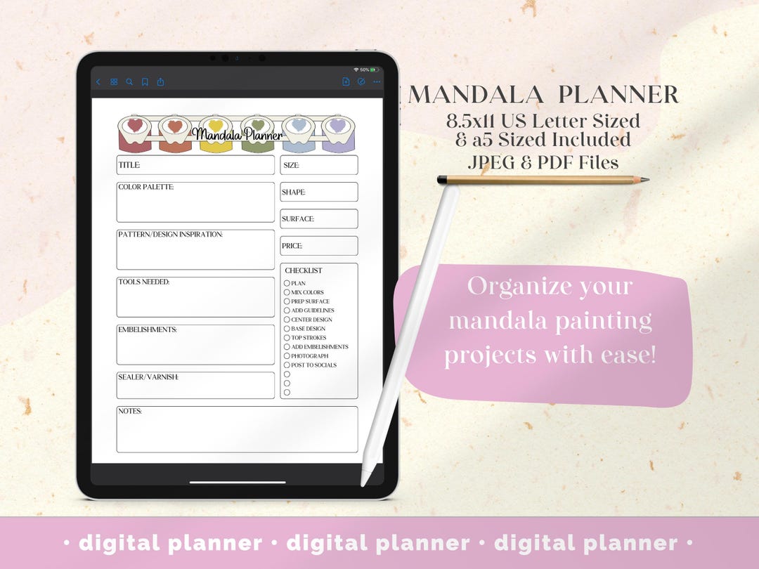 Mandala Planner Printable | Mandala Painting Project Worksheet ...