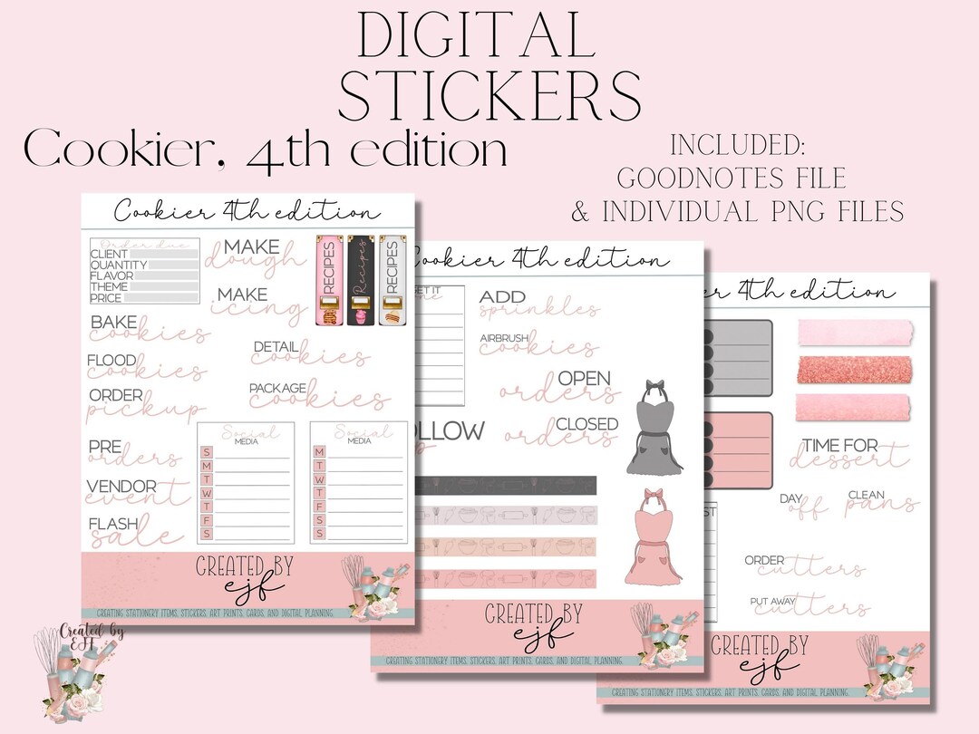 Cookier 4th Edition Digital Planner Stickers, Goodnotes Precropped ...