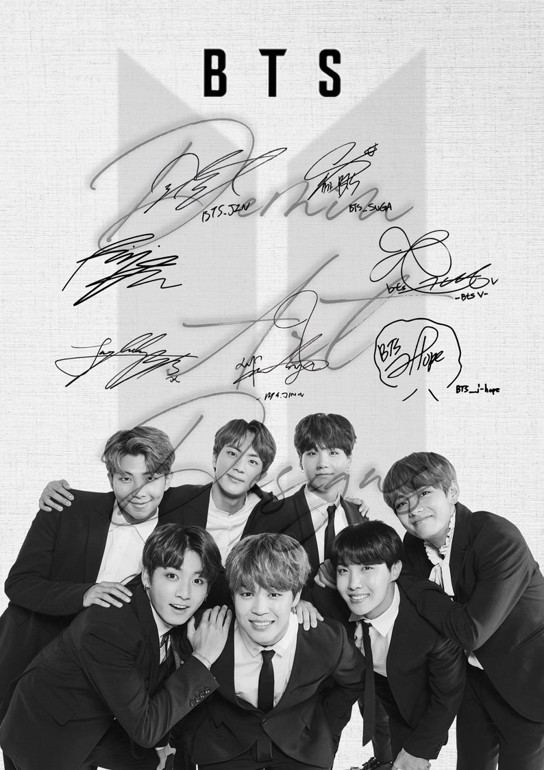 BTS Cartel de imagen hecho por fans de firma/autógrafo, descarga de ...
