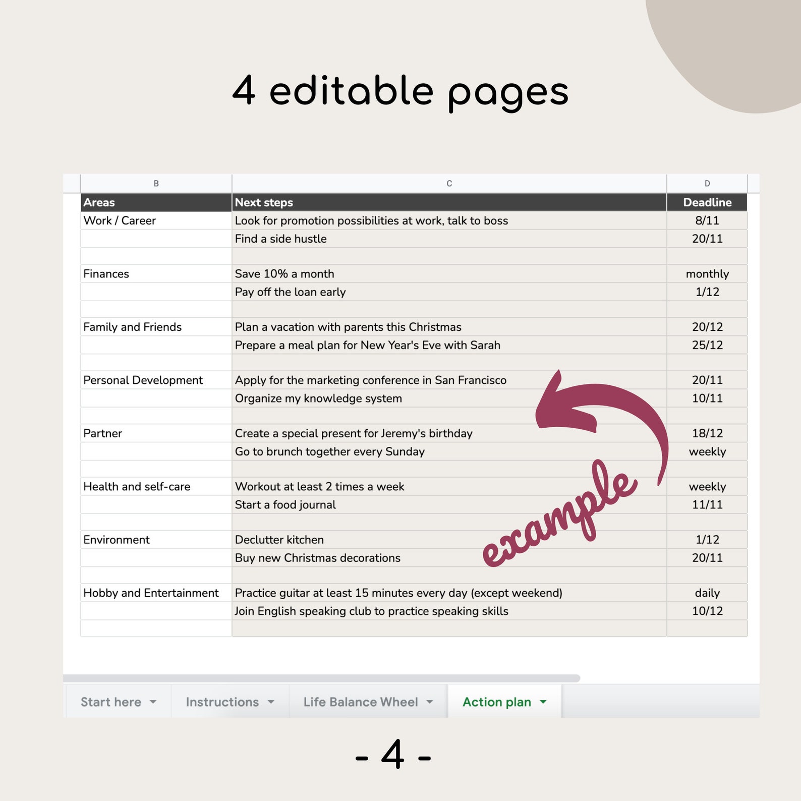 Life Balance Wheel Template, Life Balance Wheel Workbook, Wheel of Life ...