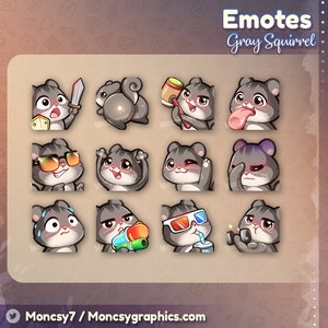 Cute Gray Squirrel Twitch Emotes / Kawaii Squirrel Emotes for Your ...