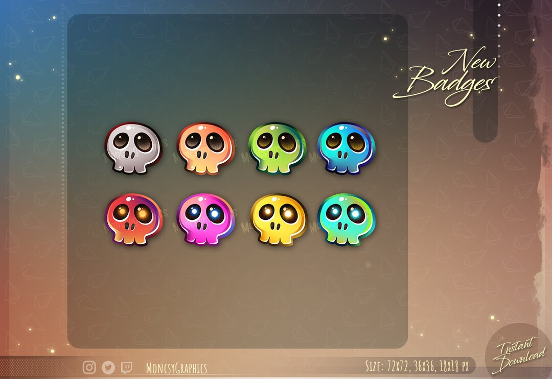 Twitch Skull Badges // Cute Badges for Streamers / Skulls / - Etsy