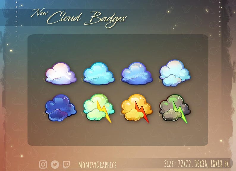 Cute Twitch Cloud Inspired Bit Badges / Cloud Sub-badges / Cheer Badges ...