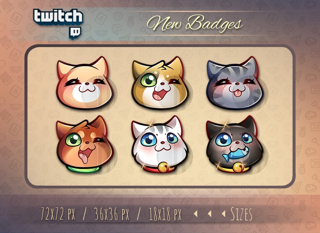 Twitch badges // Cute chibi badges for streamers / Cat style / | Etsy