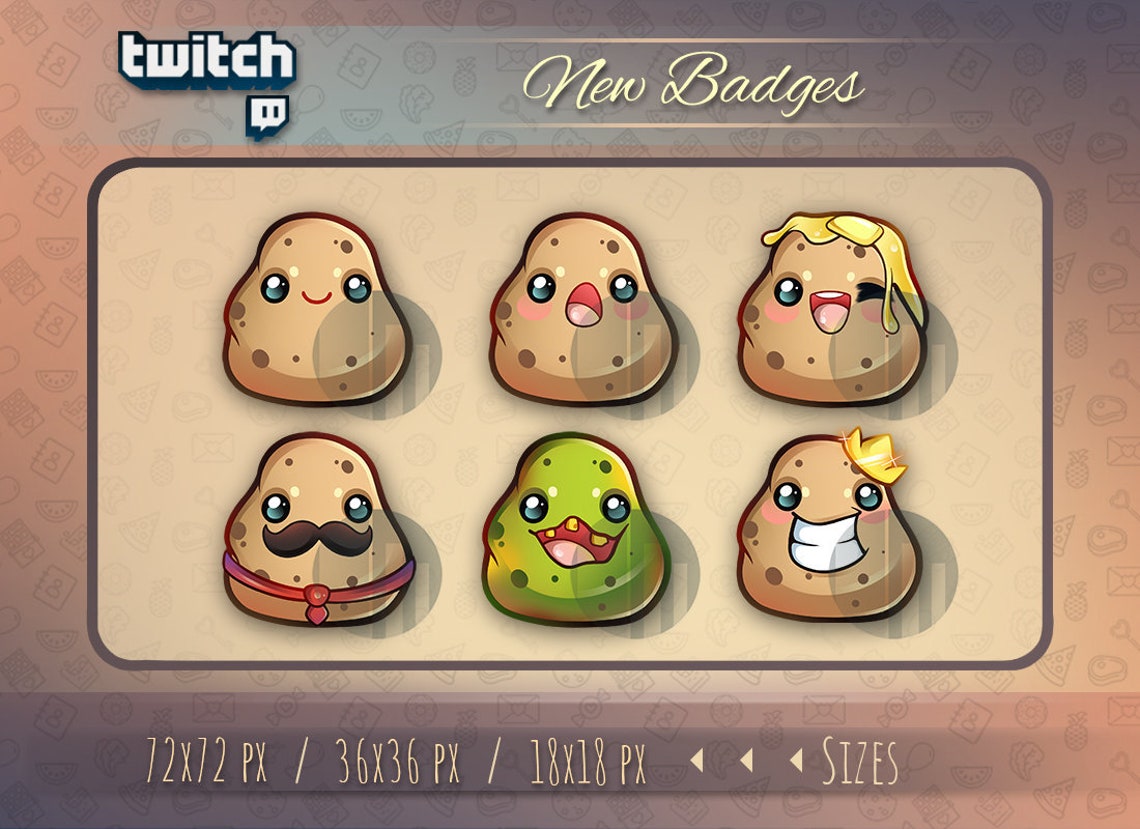 Twitch Potato badges // Cute badges for streamers / Kawaii / | Etsy