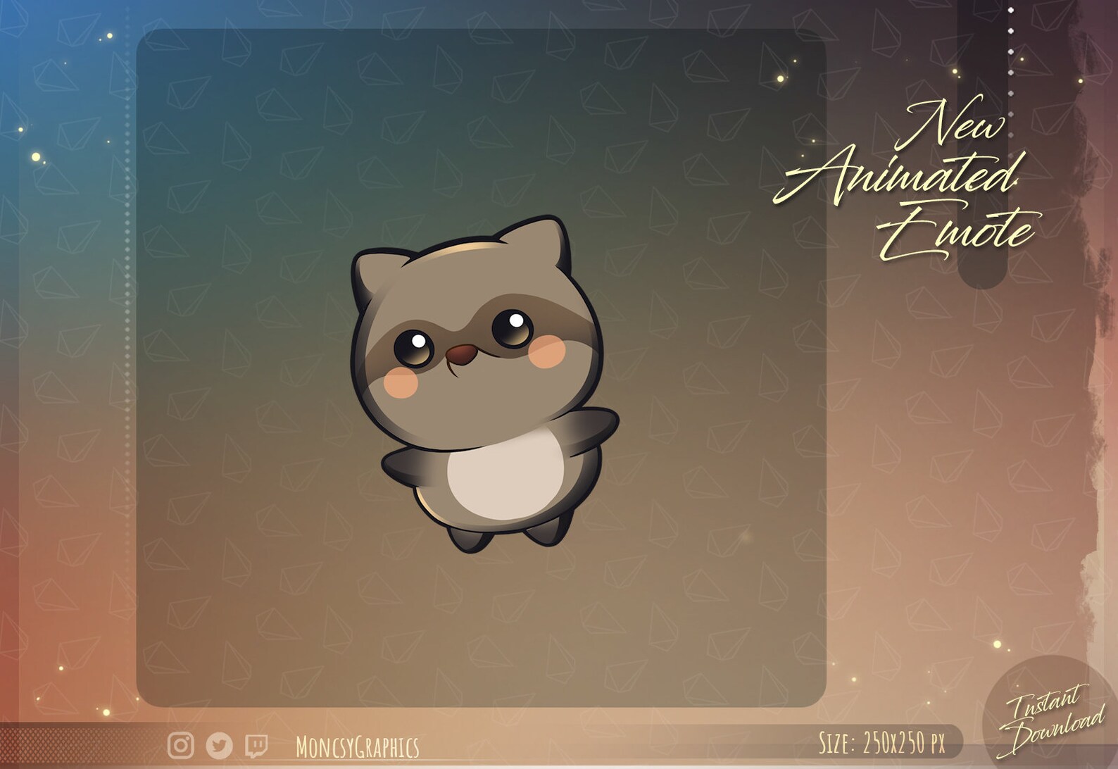 Emote de mapache animado / Emote de Twitch animado de mapache kawaii ...