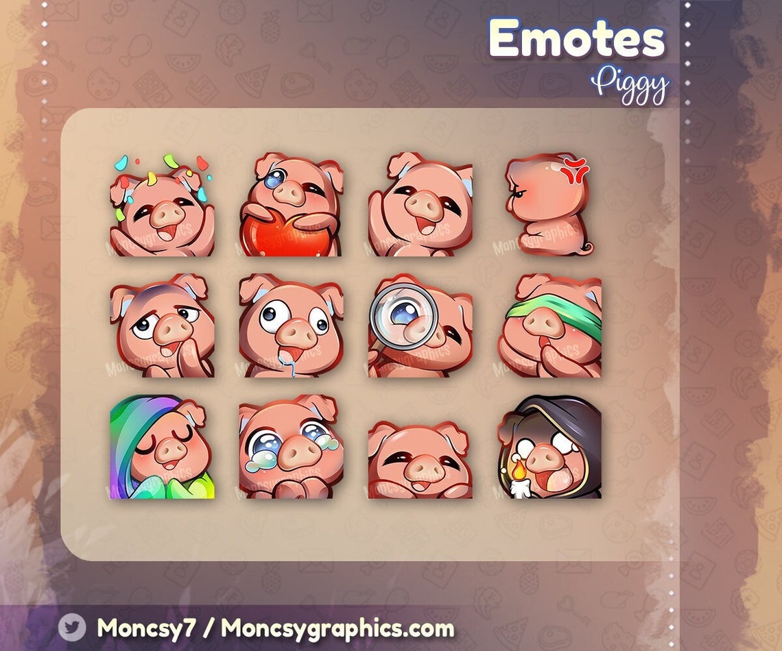 Cute Piggy Twitch Emotes / Pig Twitch Sub Emote / Youtube - Etsy