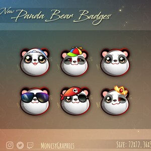 Twitch Panda Bear Sub Bit Badges / Cute Panda Bear Badges for - Etsy