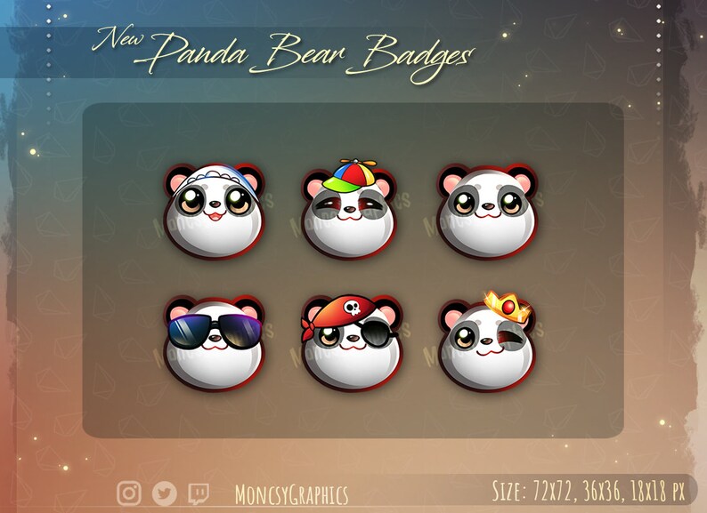 Twitch Panda Bear Sub Bit Badges / Cute Panda Bear Badges for - Etsy