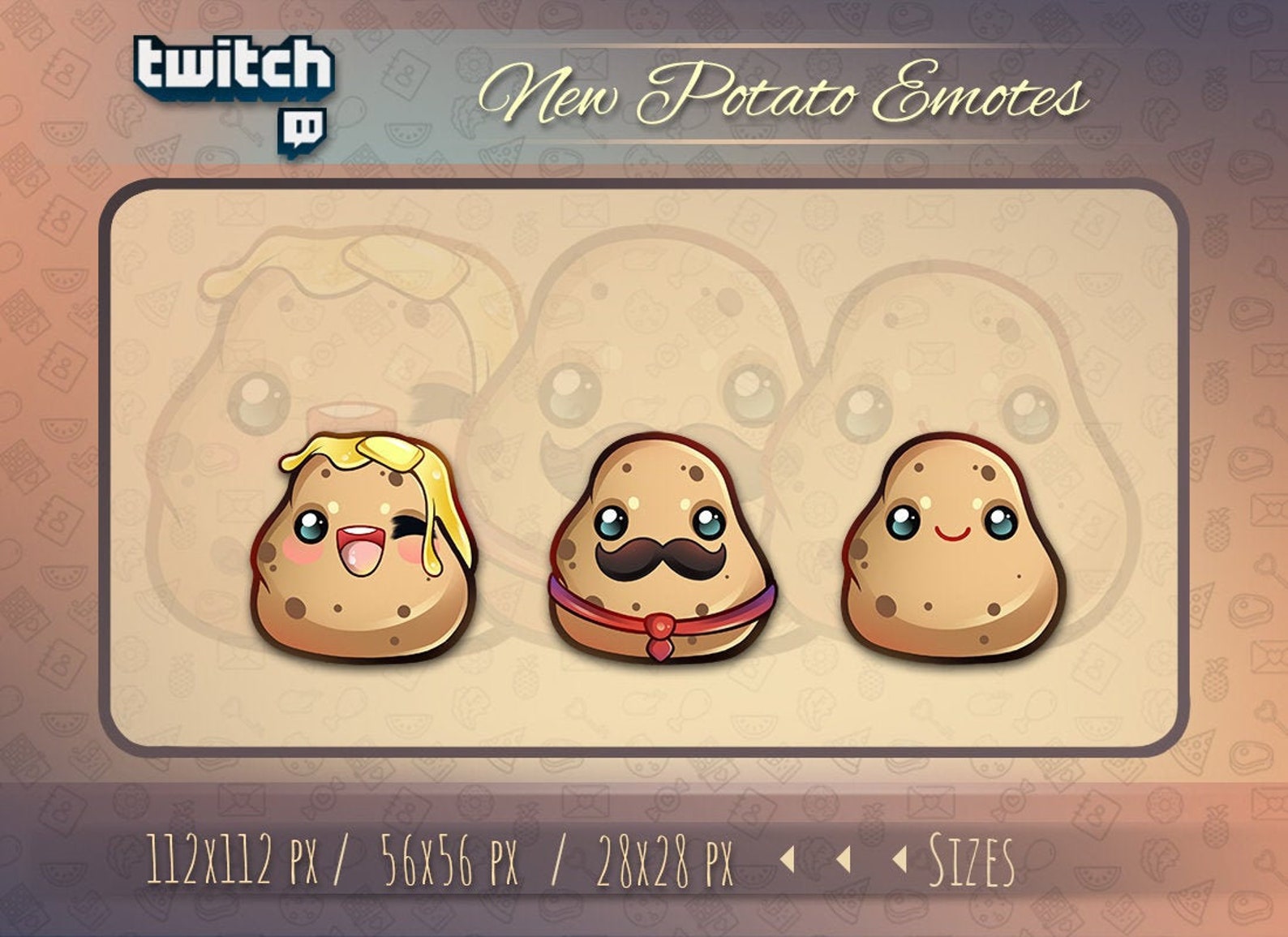 Twitch Potato Emotes // Cute Emotes for Streamers / Kawaii / - Etsy