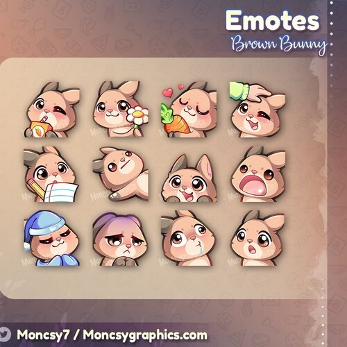 Cute Easter Brown Bunny Twitch Emotes / Easter Twitch Sub - Etsy