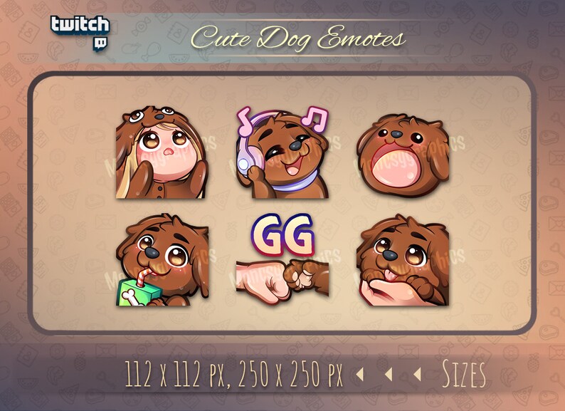Twitch Dog Emotes / Cute Chibi Spaniel Emotes for Streamers / for ...