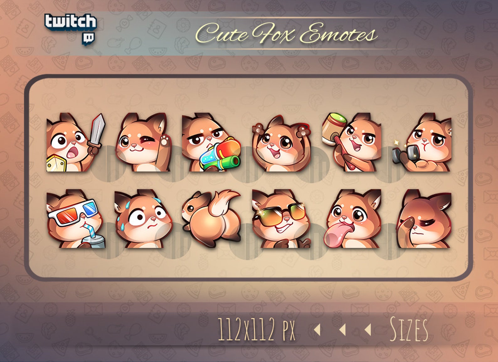 Cute Fox Twitch Sub Emotes / Fox Emotes for Your Twitch - Etsy UK