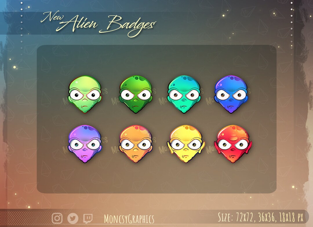 Cute Alien Twitch Badges / Kawaii Alien Sub Badges / Twitch 8x Alien ...