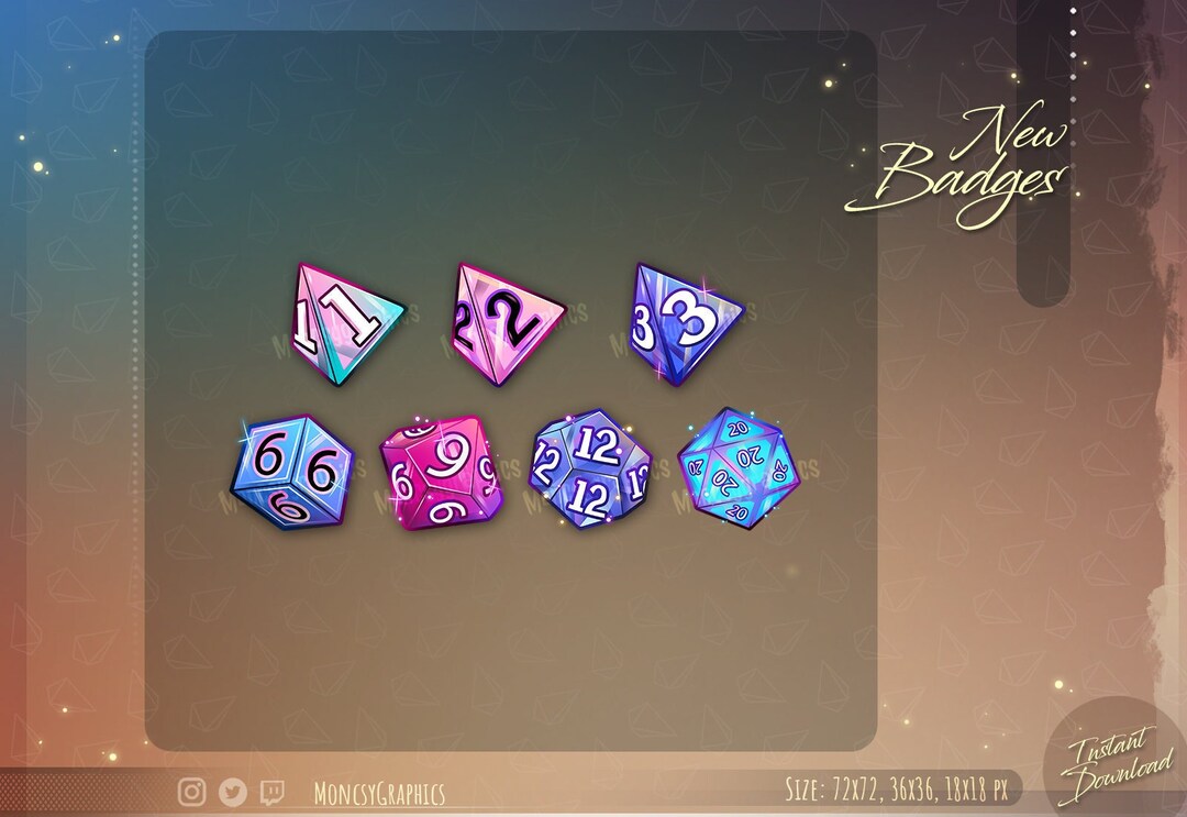 Dice Sub Badges / Twitch and Discord Bit Badges / Streamer Badges ...