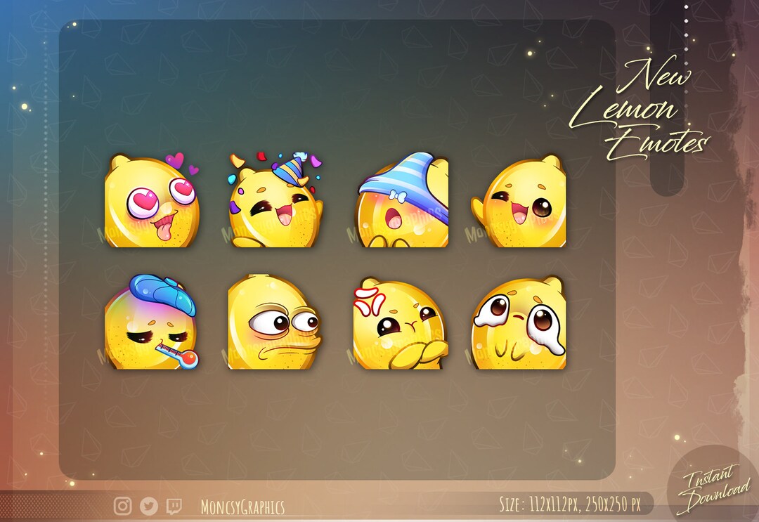 Twitch Cute Lemon Emotes for Streamers / Kawaii Citrus Emote for Your ...