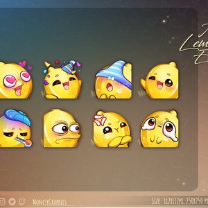 Twitch Cute Lemon Emotes for Streamers / Kawaii Citrus Emote for Your ...