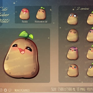 Cute Potato Pngtuber Model / Voice Reactive Stream Mascot / Vtuber ...