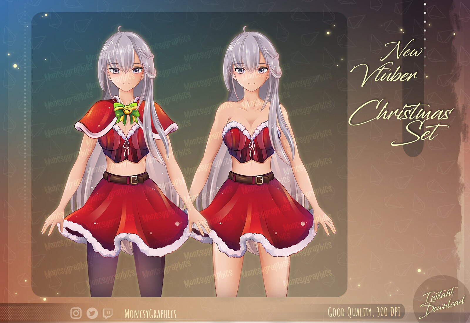 Vtuber Character Asset Set / Christmas Set for Twitch/youtube/ Female ...