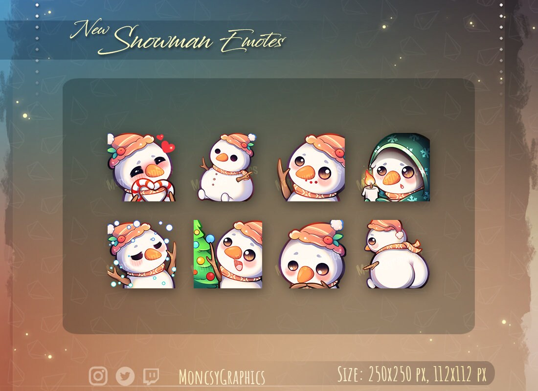 Twitch Cute Snowman Emotes for Streamers /christmas Emotes for Your ...