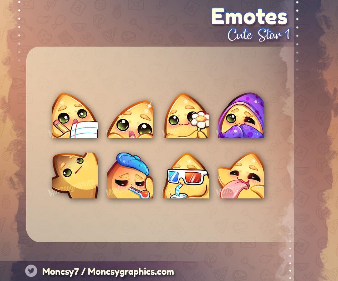 Twitch Emotes // Cute Star Chibi Emotes for Streamers / 8x Kawaii Star ...