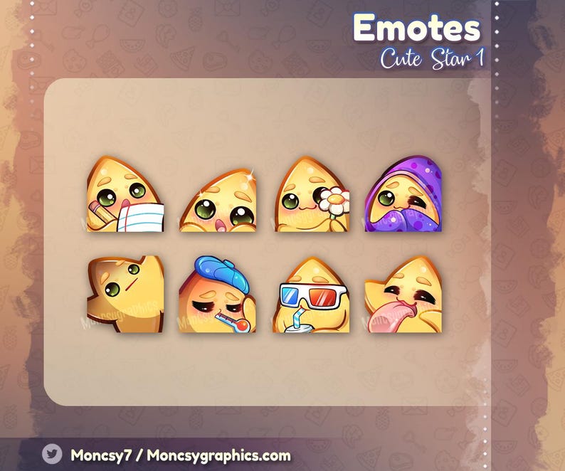 Twitch Emotes // Cute Star Chibi Emotes for Streamers / 8x Kawaii Star ...