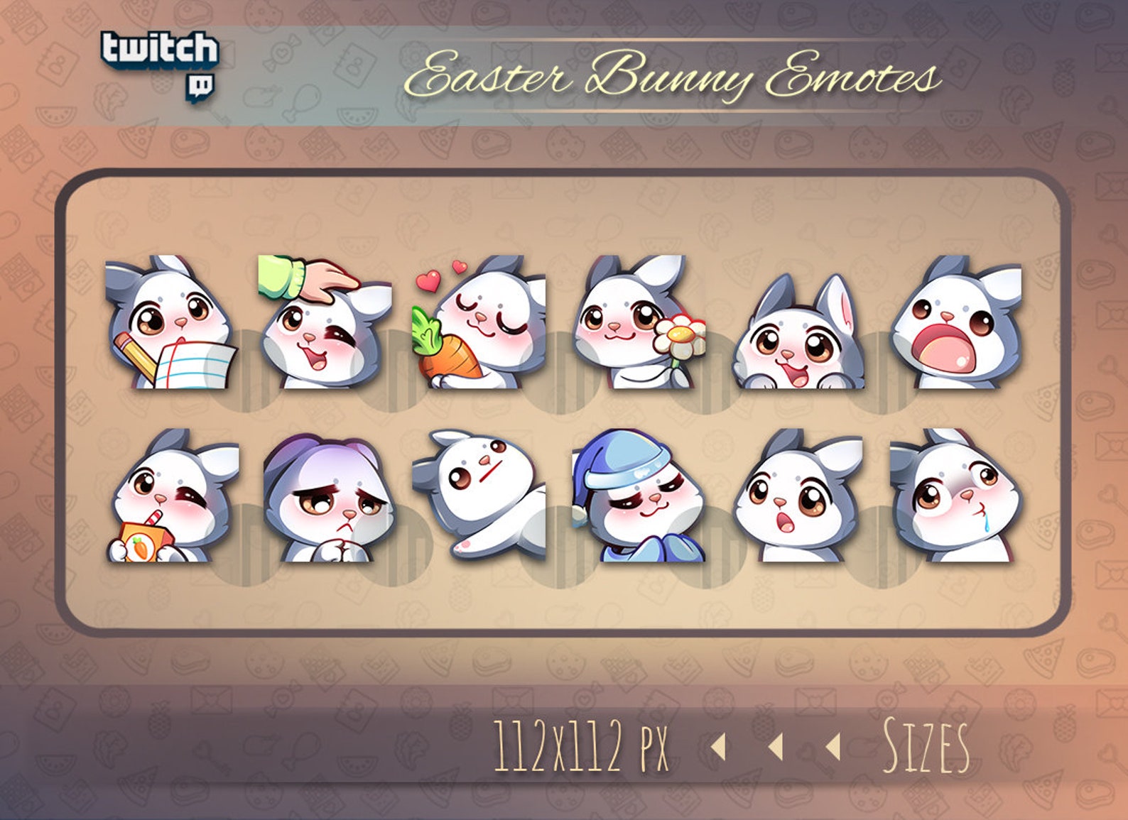 Cute Easter White Bunny Twitch Emotes / Easter Twitch Sub - Etsy