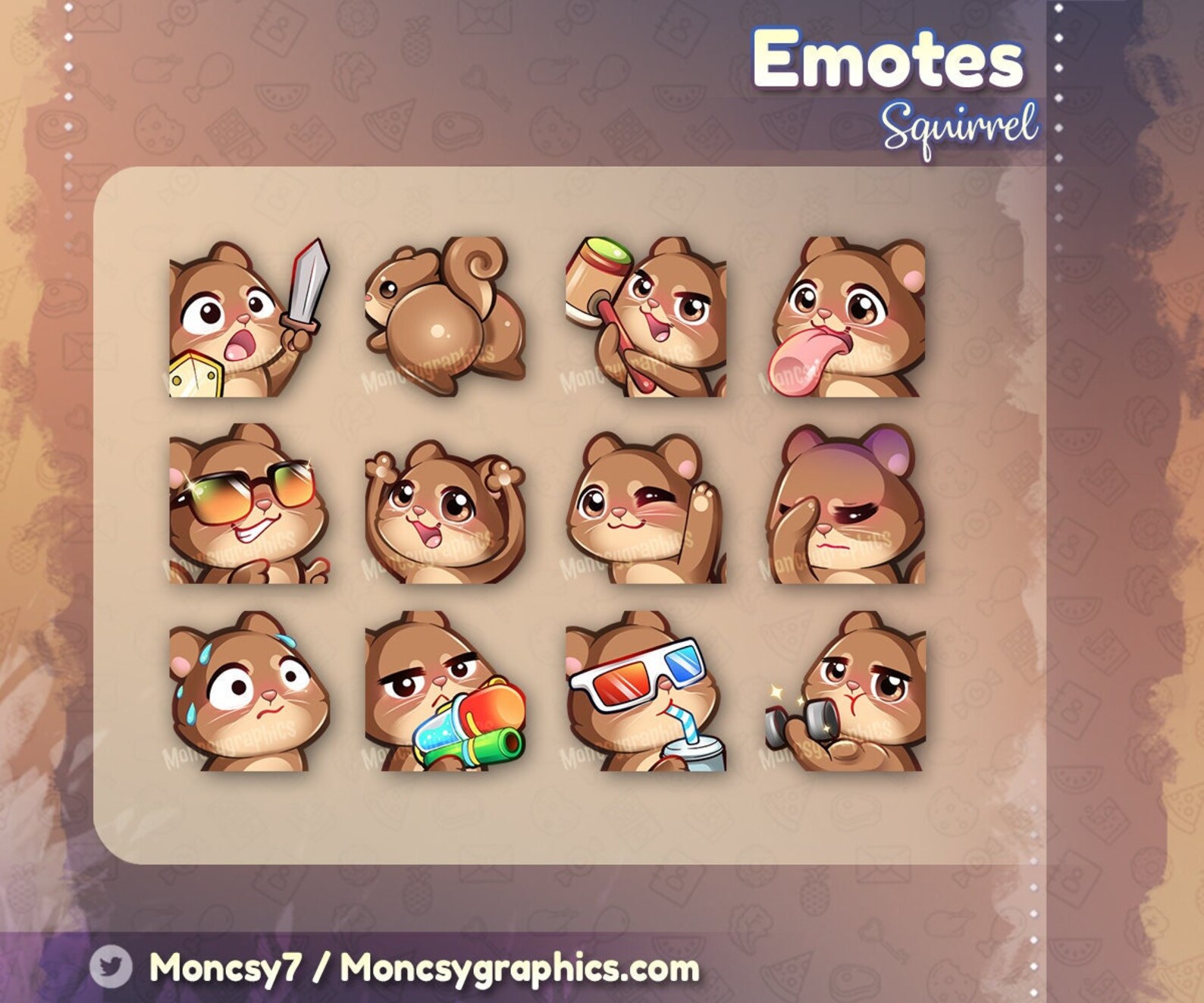 Cute Squirrel Twitch Emotes / Kawaii Squirrel Emotes for Your Twitch ...