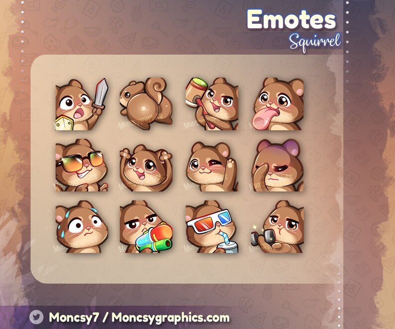 Cute Squirrel Twitch Emotes / Kawaii Squirrel Emotes for Your Twitch ...