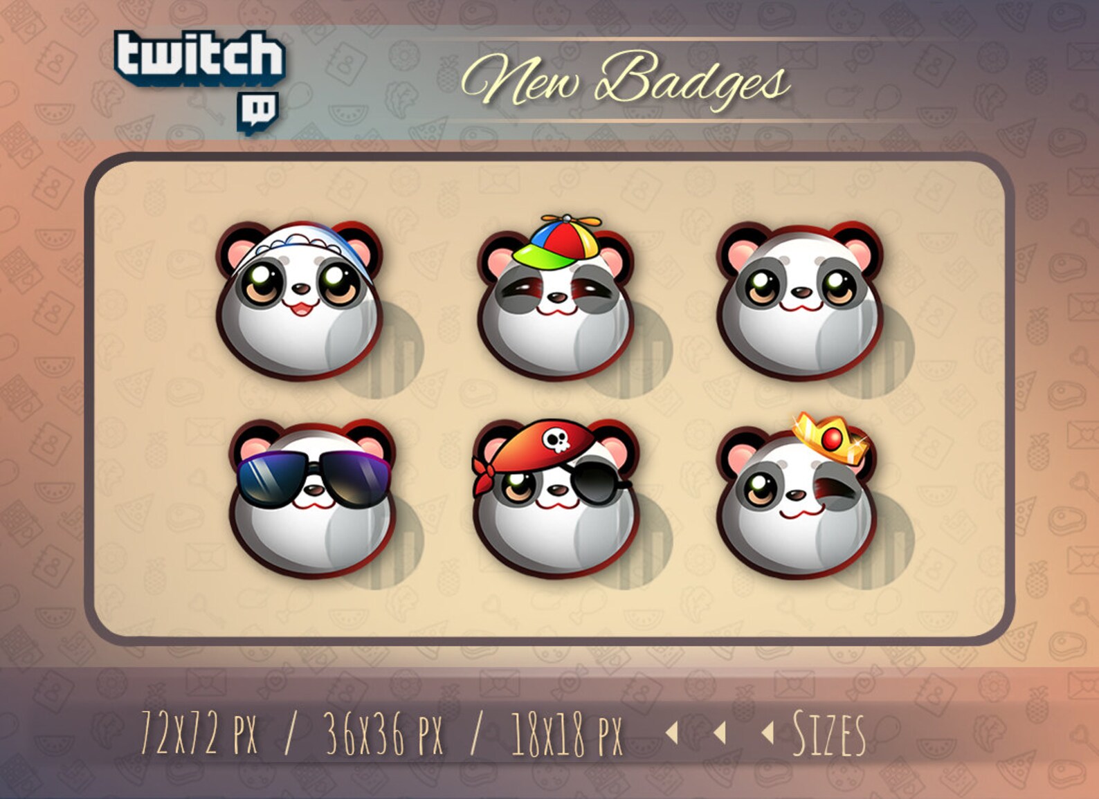 Twitch Panda Bear Sub Bit Badges / Cute Panda Bear Badges for | Etsy