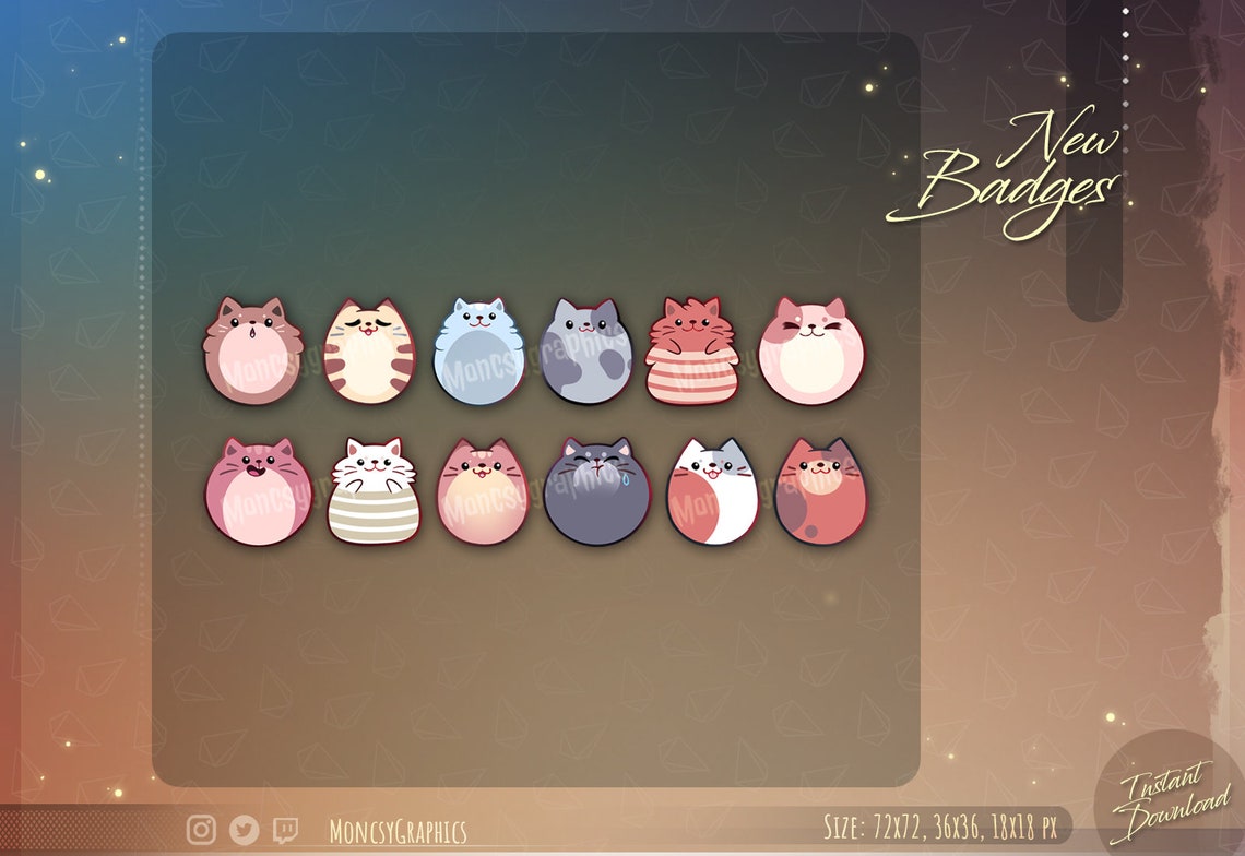 Cute Cat Twitch Discord Badges / Cat Twitch Badges / Twitch - Etsy