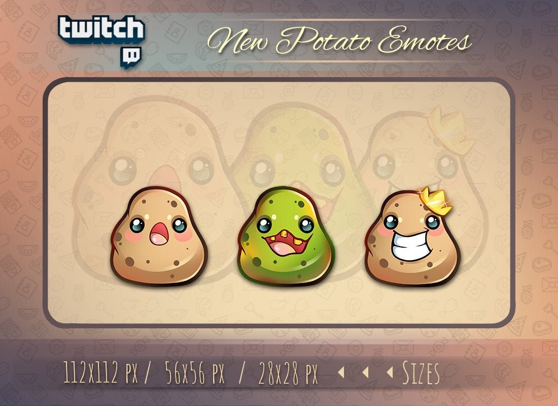 Twitch Potato emotes // Cute emotes for streamers / Kawaii / | Etsy