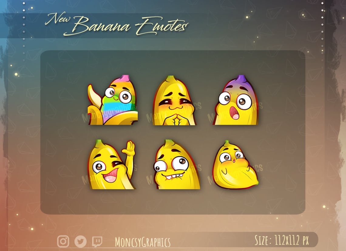 Twitch Cute Banana Emotes for Streamers / Kawaii Banana Emote for Your ...