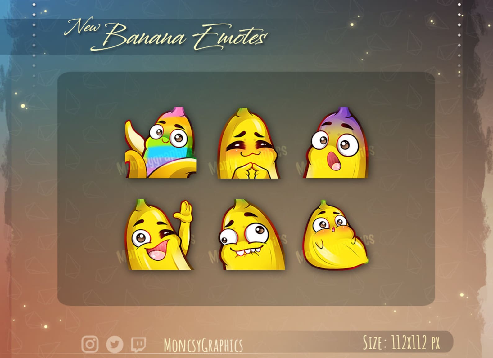 Twitch Cute Banana Emotes for Streamers / Kawaii Banana Emote for Your ...