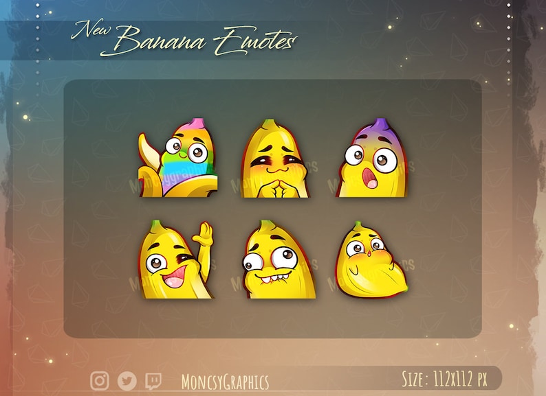 Twitch Cute Banana Emotes for Streamers / Kawaii Banana Emote for Your ...